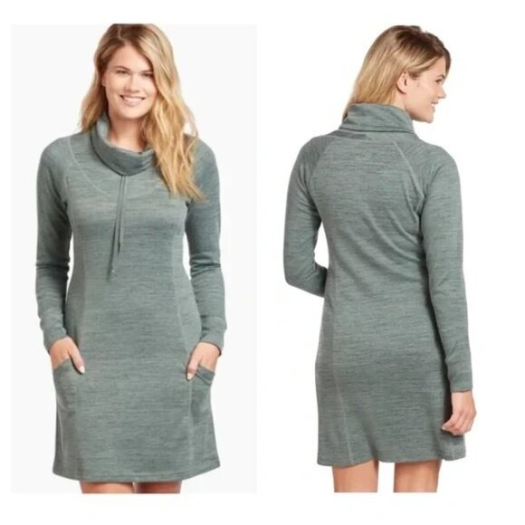 Kuhl | Dresses | Kuhl Lea Cowl Neck Green Long Sleeve Dress Size Large ...